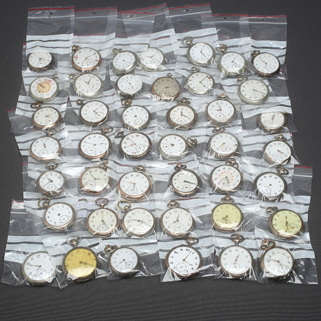 POCKET WATCH, 43 pieces, renovation object, partly with silver cases ...