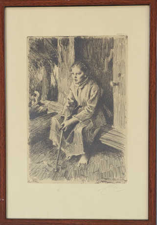 ANDERS ZORN. lithography after etching, Vallkullan's Sunday, Bengtsson ...