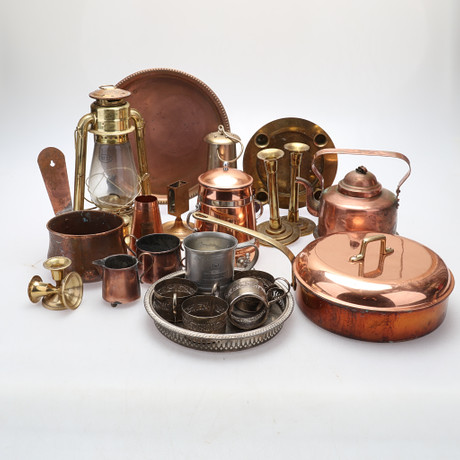 A COLLECTION, COPPER, BRASS AND METAL OBJECTS. Silver & Metals - Pewter ...