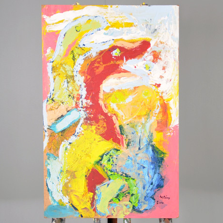 IMRE ANTONYI. Olja på pannå, komposition med drake. Konst - Måleri ...