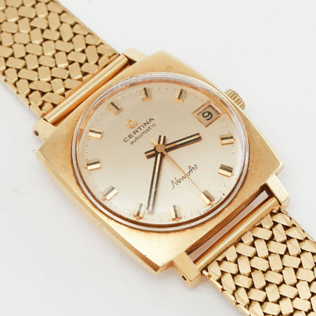 ARMBANDSUR, Certina New Art 1960/70-tal, 18k guld i boett och länk ...