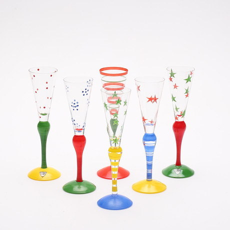 SNAPSGLAS, 6 st, "Clown", Anne Nilsson, Orrefors. Glas - Serviser ...