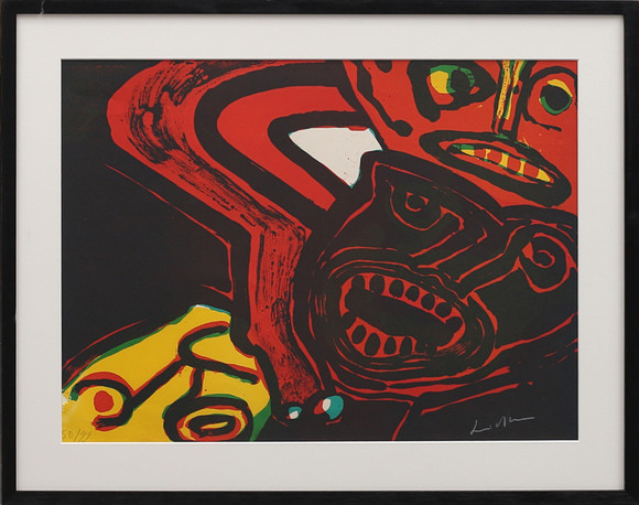 BENGT LINDSTRÖM. Ansikte, färglitografi nr 50/99, signerad Lindström ...