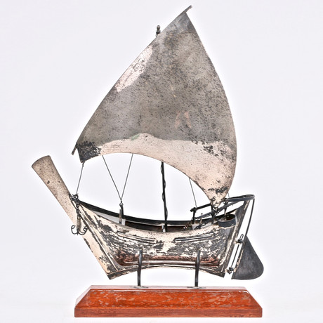 SAILING BOAT, on plinth, sterling silver, 20th century. Silver & Metals ...