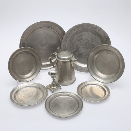 PEWTER OBJECTS, 9 pcs, Vimmerby, 18th/19th century. Silver & Metals ...