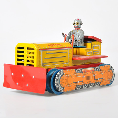 LINEMAR JAPAN TIN TOY BATTERY SPACE ROBOTRAC ROBOT TRACTOR. Leksaker ...