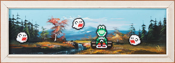 PAPPAS PÄRLOR (JOHAN KARLGREN), målning med plastmontage, signerad PP ...