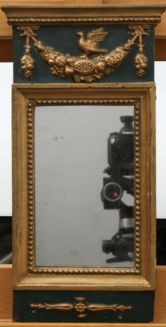 WALL MIRROR, wood, partly gilded, stamped Johan Martin Berg, 18th-19th ...