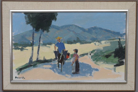 STIG WERNHEDEN. oil on canvas, horse ride in southern landscape, signed ...