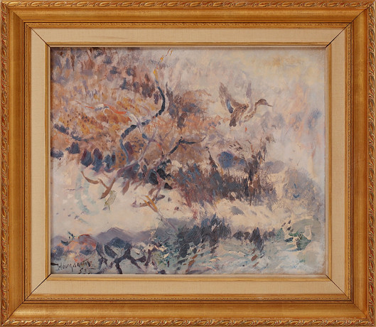 HENNING HOUGAARD. Bird in bushes, oil on Board, signed. Art - Paintings ...