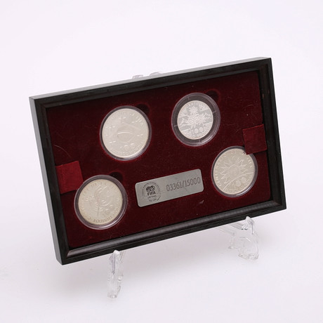 ANNIVERSARY COINS, 4 pieces, silver, FIFA 100 years of football, 1904 ...