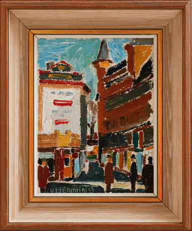 WILHELM HENNING. Stadsvy, olja på pannå, signerad. Konst - Måleri ...