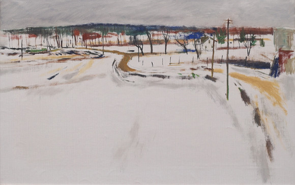 ANDERS HELLSTEN (1916-1990. "Vinter, Estabo, Åsbro, olja på duk ...