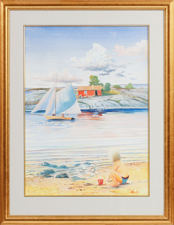THOMAS KÄCK. "Sommarminnen", akvarell, signerad. Konst - Måleri - Auctionet