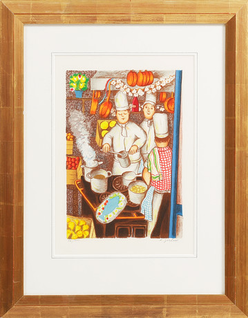 LENNART JIRLOW. in the kitchen, color lithograph, signed and numbered ...