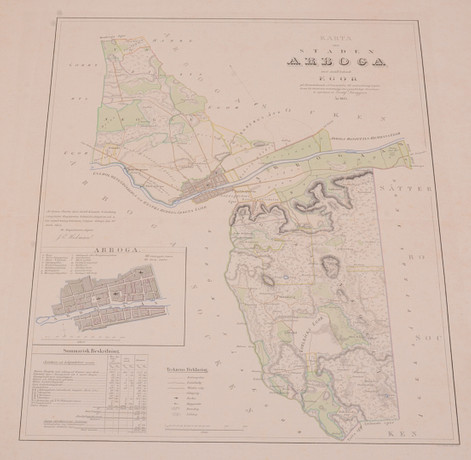 Map of the city of Arboga, year 1853. Books, Maps & Manuscripts - Auctionet