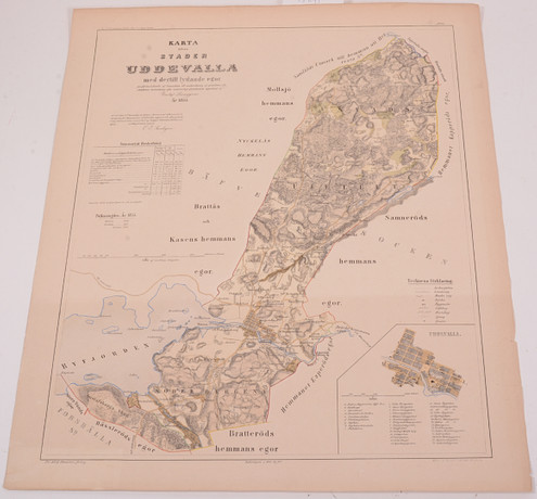 Karta öfver staden Uddevalla med dertill lydande egor. år 1855. Böcker ...