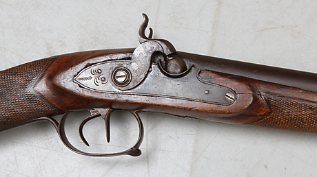 BATCH LOCK RIFLE, for hunting, double-barreled, 19th century. Coins ...