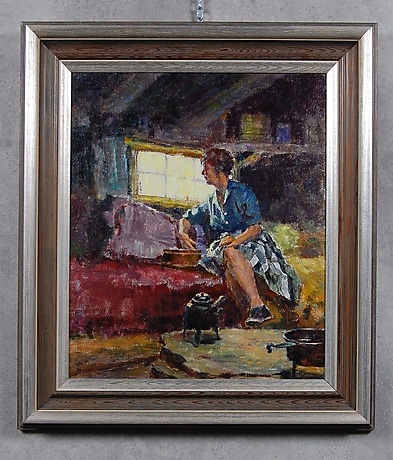 JOHAN BLADH. 1893-1976, oil on canvas, interior, signed, dated, -66 ...