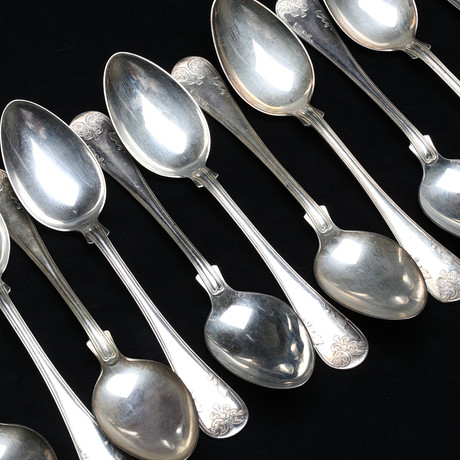 RUSIKAT, 12 kpl, hopea, "Old French", GAB, Tukholma 1930-1932, paino n ...