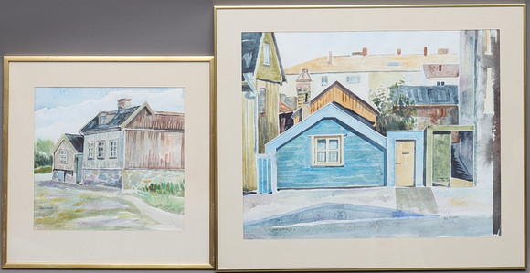 BO NILSSON. akvarell, 2 st, Motiv från Karlskrona, signerad, en daterad ...