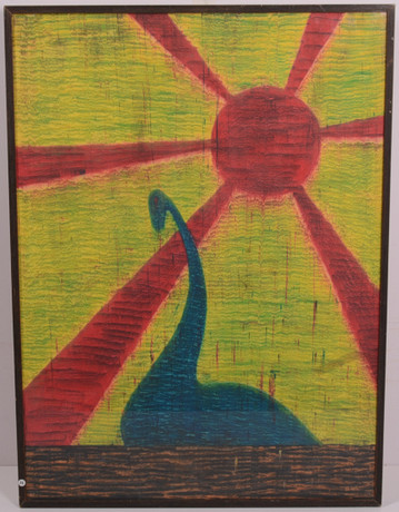 HANS NORRMAN 1950-81. Loch Ness animal ( Plesiosaurus). Oil pastel. Art ...