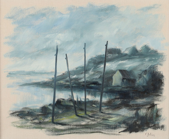 CARL JULIUS. Coastal scene, oil on canvas, signed C. Julius. Art ...