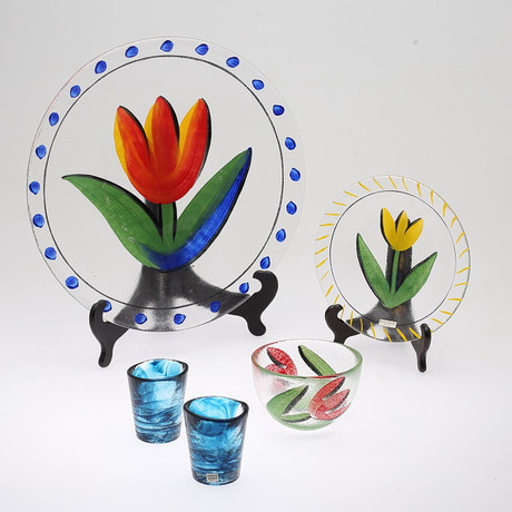 ULRICA HYDMAN-VALLIEN. Snapsglas, skål, fat, 5 delar, glas, "Mine ...