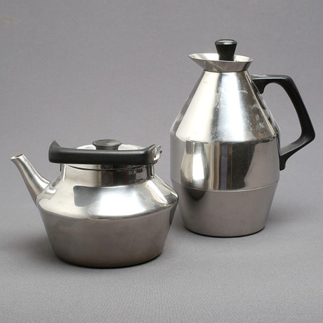 SIGVARD BERNADOTTE. TV POT og KAFFE KANDE, rustfrit stål, 1900-tallet ...