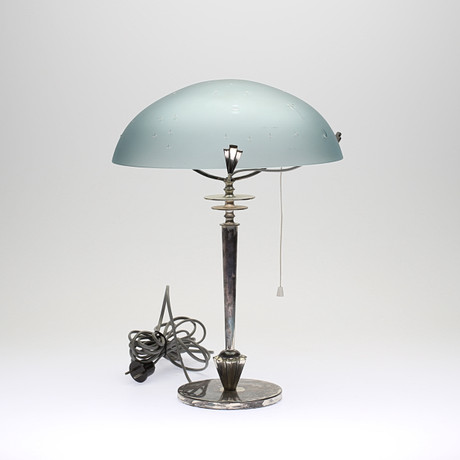 BORDSLAMPA, nysilver, art deco, 1920-/30-tal, möjligen Elis Bergh ...