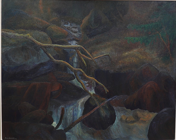 ARNE LUNDELL. oil on Board, waterfall, signed and dated 46. Art ...