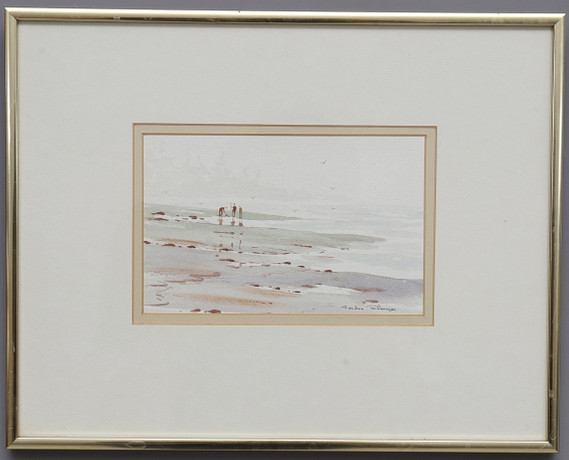 GORDON ROBINSON. Watercolour, people at the beach, signed. Art ...