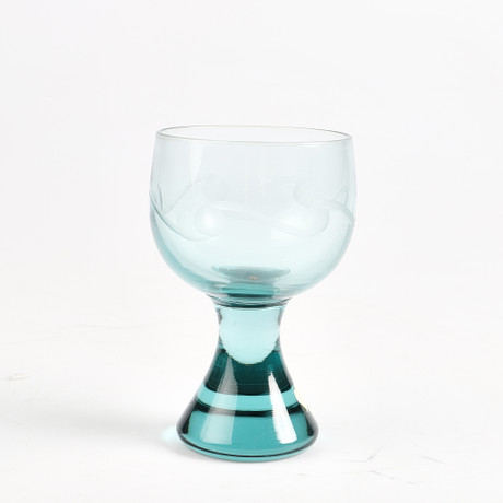 WINE GLASS, Elme glassworks, 12 pieces, colored and etched glass. Glass ...