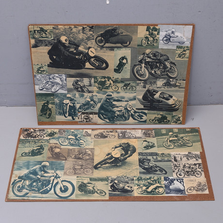 MOTORCYCLE COLLAGE, 2 pcs, 1950s. Art - Other - Auctionet