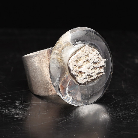JACOB HULL. Ring, silver med glassten, signerad, Danmark, totalvikt 22 ...