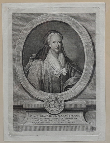 JACOB GILLBERG. Kuparikaiverrus "Maria Gustava Gyllenstierna", päivätty ...