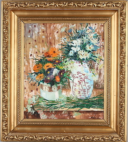 HARRY WICHMANN. Flower still life, oil on Board, signed. Art ...