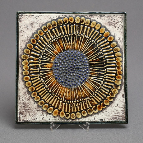 LISA LARSON. Wall plaque, stoneware, "Sunflower" from the series Unik ...