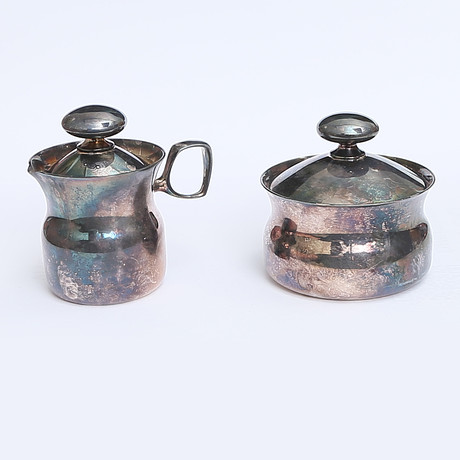 CREAM POT, SILVER SUGAR BOWL, 2 parts, Eric Löfman, Uppsala 1974, total ...