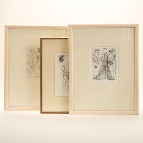 PER GUNNAR THELANDER. Etchings, 3 pieces, "Diaries", signed and ...