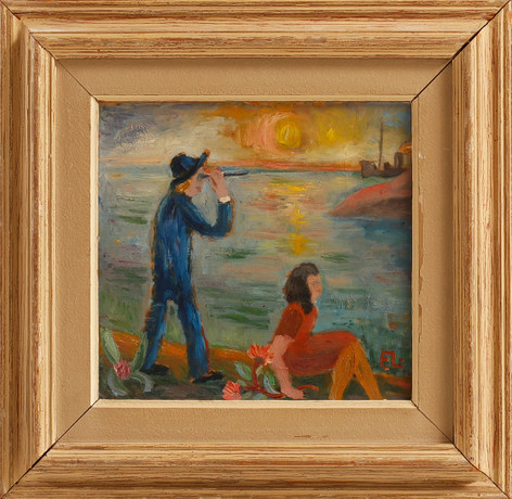 FRANS LARSSON. FRANCES LARSON. The boat is coming, oil on Board, signed ...