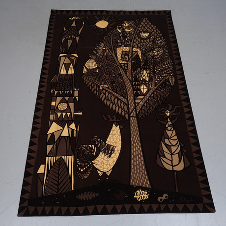 STIG LINDBERG. Textile print on velvet, "The Tree of Life", Nordic ...