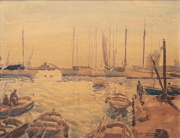 CEFERINO OLIVÉ. Port view, Tarragona. Art - Paintings - Auctionet