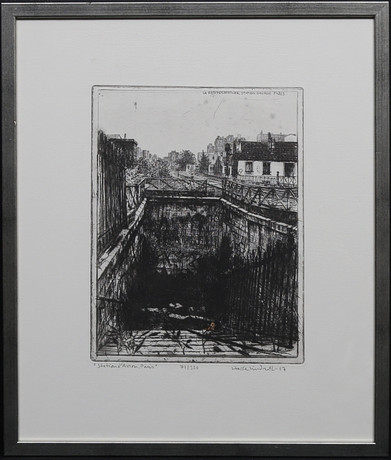 HASSE LINDROTH. "Station d'Avron, Pariisi". Etsaus, signeerattu ...