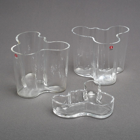 VASES 3 pcs, Savoy and Malja, Alvar Aalto, IIttala. Glass - Other ...