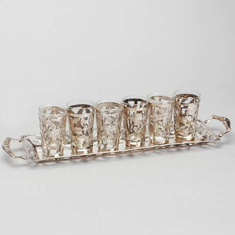 SNAPSGLAS och BRICKA, Sterling silver Mexico och glas. Silver & Metall ...