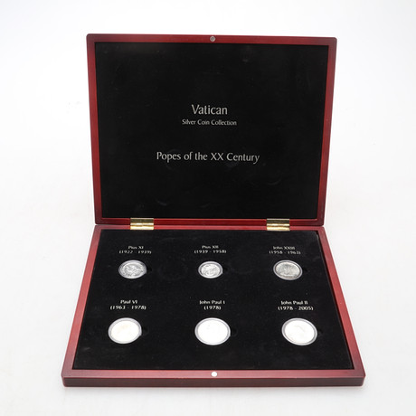 SILVER COIN, Popes of the XX Century, scat, 6 pcs. coin. Silver ...
