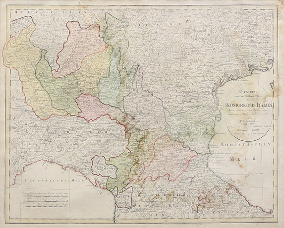 MAP, Italy, dated 1806, hand colored. Books, Maps & Manuscripts - Auctionet