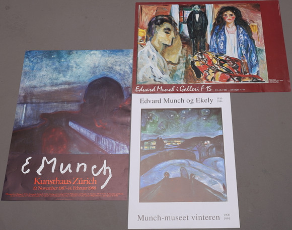 EDVARD MUNCH, Exhibition poster, 3 pcs, offset print, i.a. Munch Museum ...