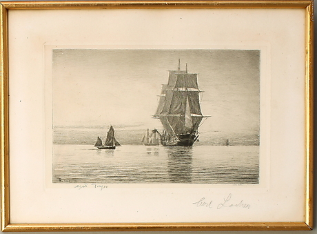 CARL LOCHER. Copper engraving, signed on the magazine Carl Locher. Art ...